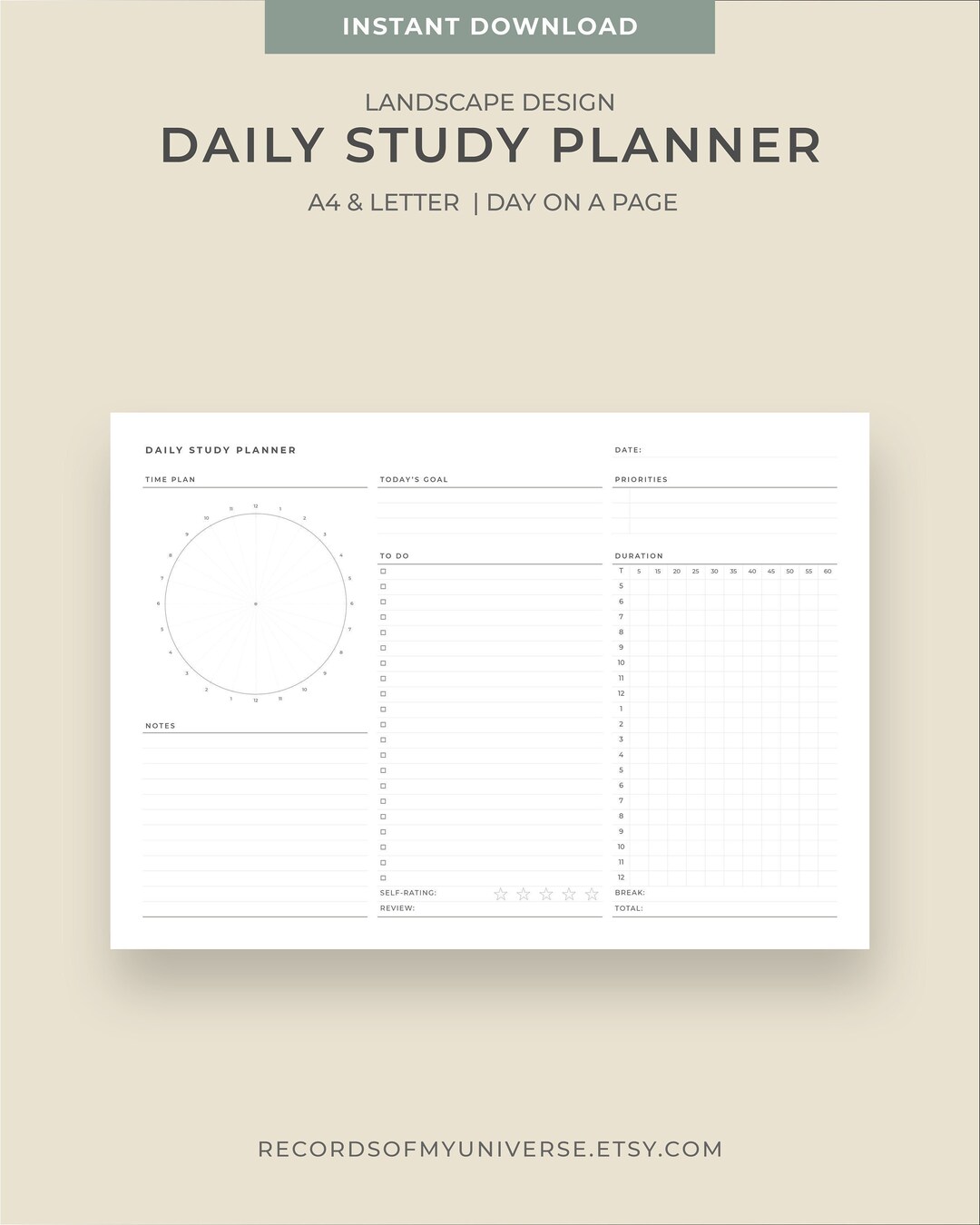 Printable & Editable Daily Study Planner Template Printable | A4 ...