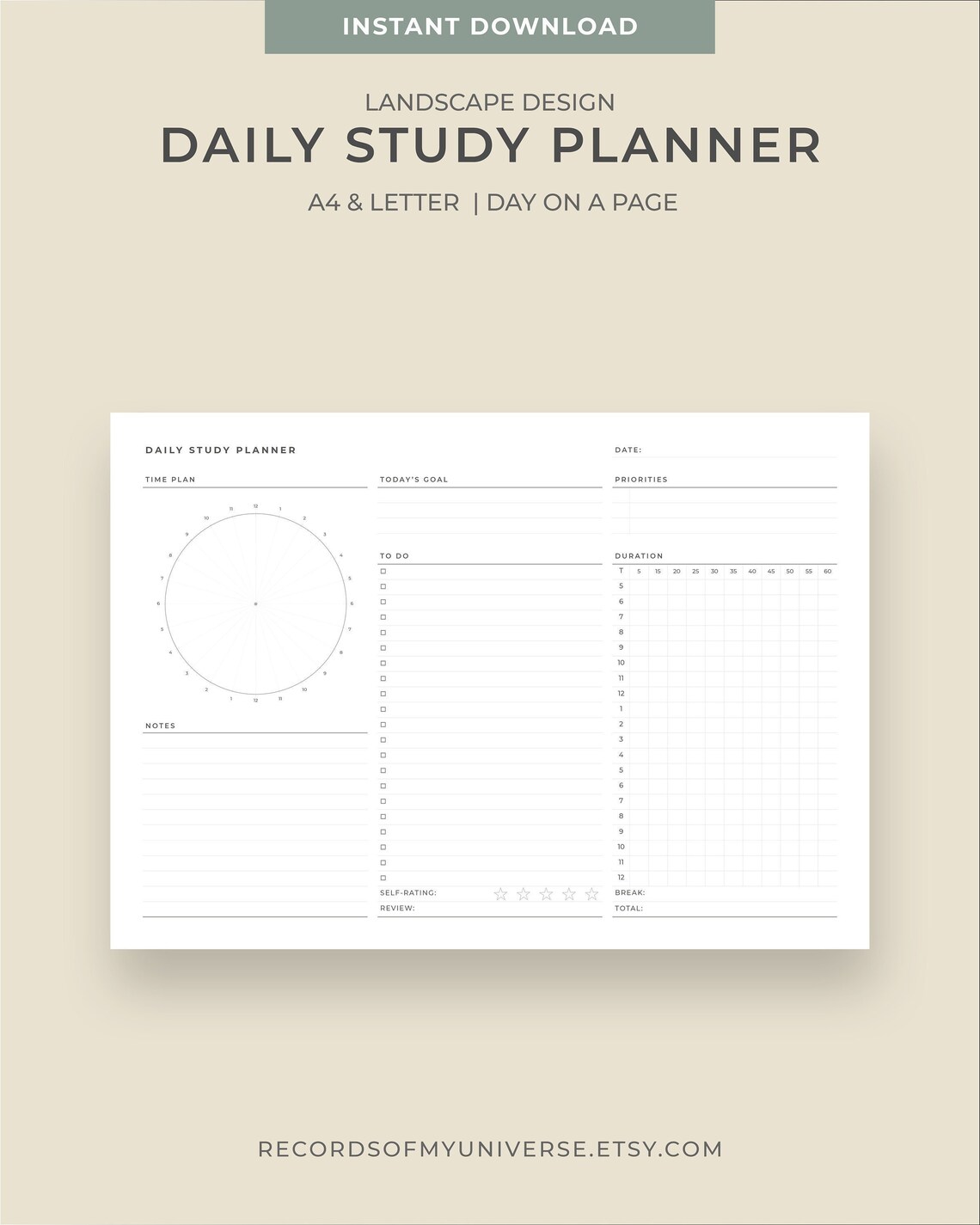 Printable & Editable Daily Study Planner Template Printable | A4 ...