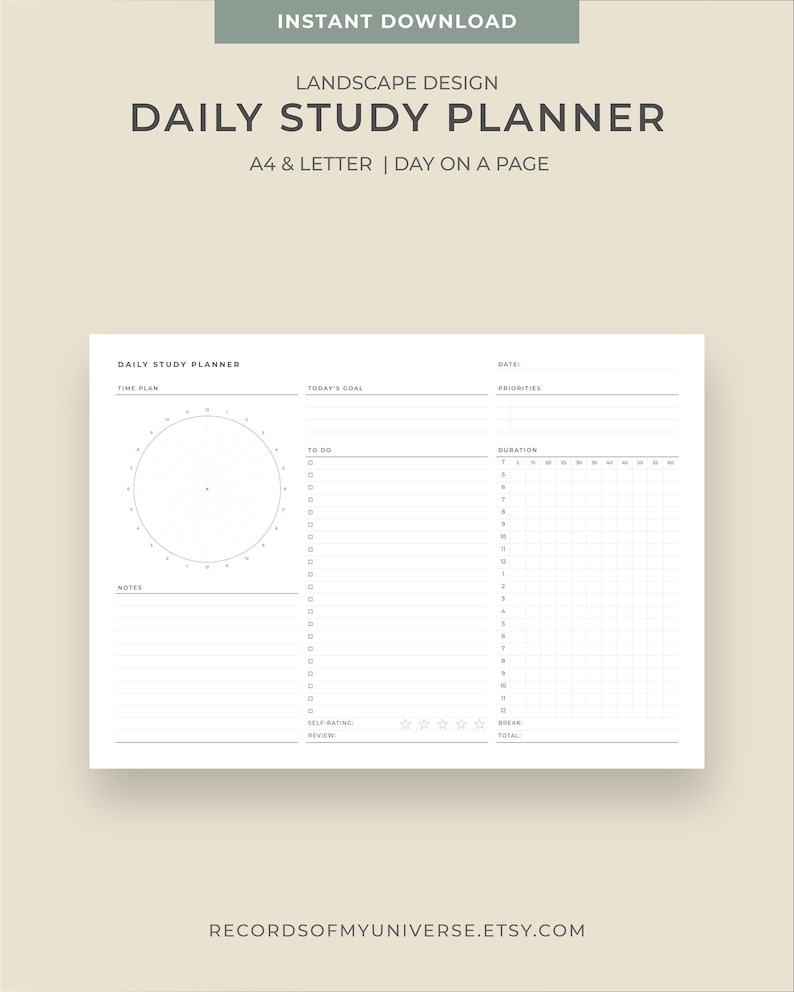 Printable & Editable Daily Study Planner Template Printable | A4 ...