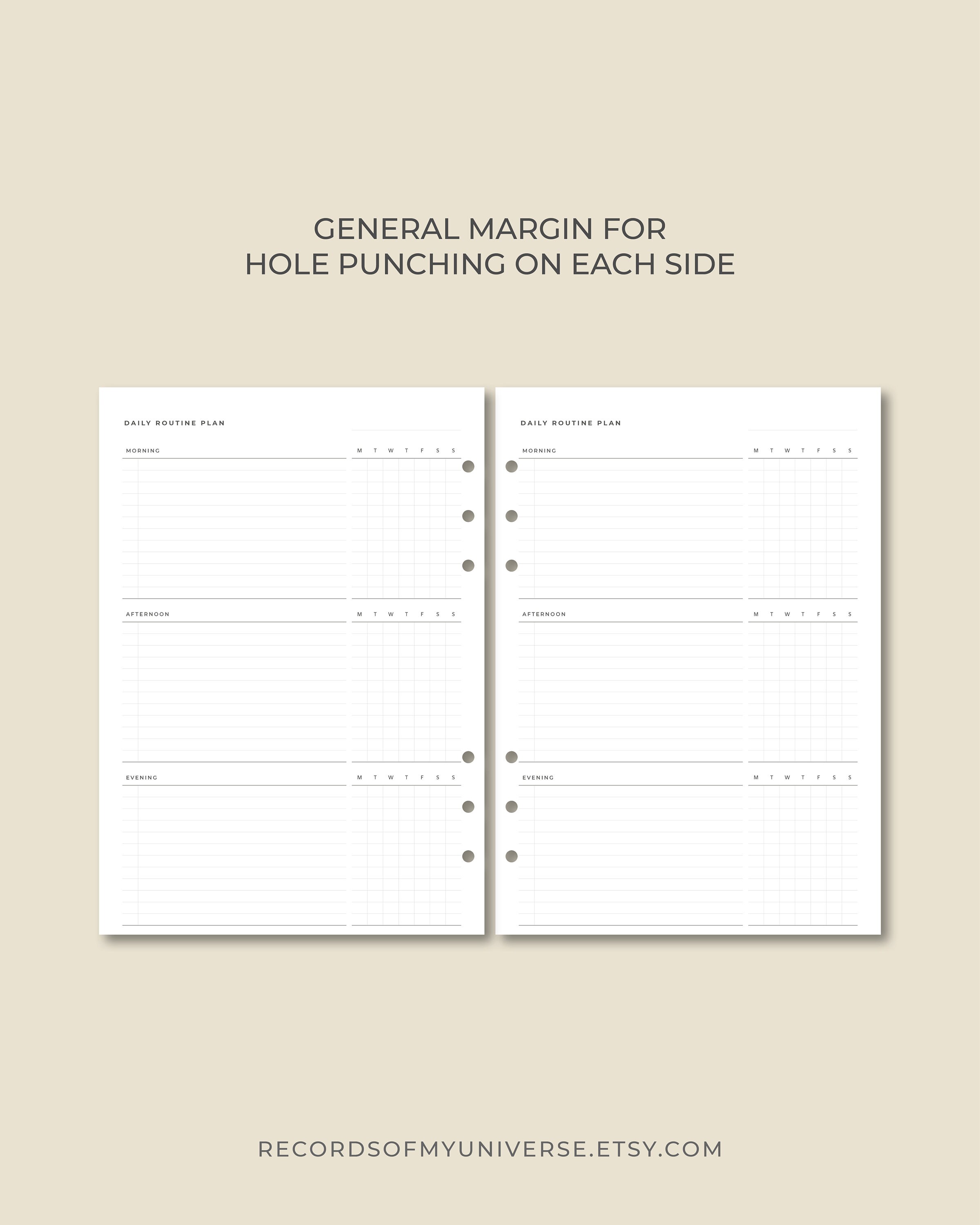 Printable & Editable 2 Types of Daily Routine Planner A4 , Letter Size ...