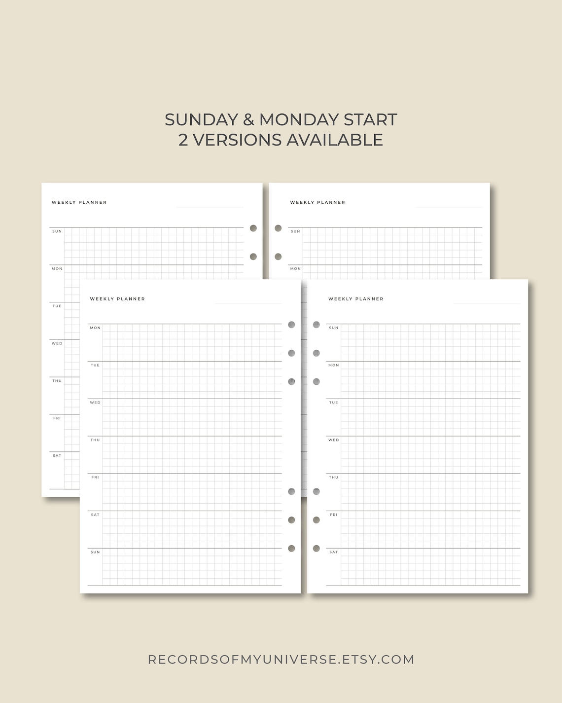 A5 Size Minimal Weekly Planner Template Printable Week on A Page Mon ...