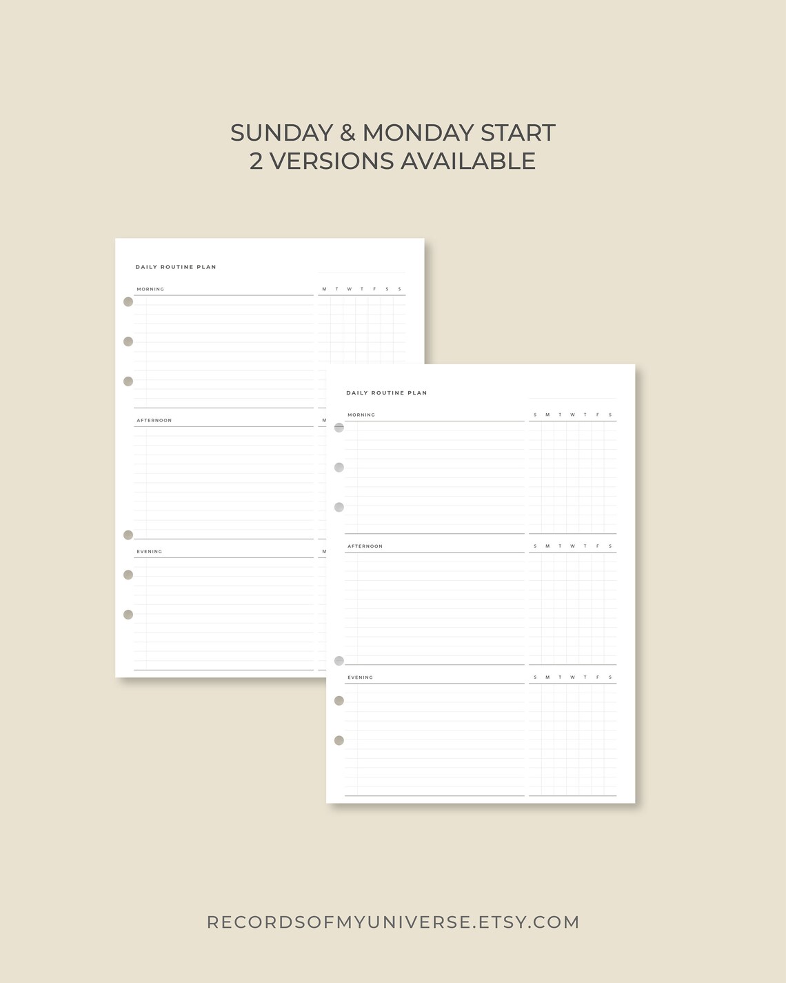 Printable & Editable 2 Types of Daily Routine Planner A4 , Letter Size ...