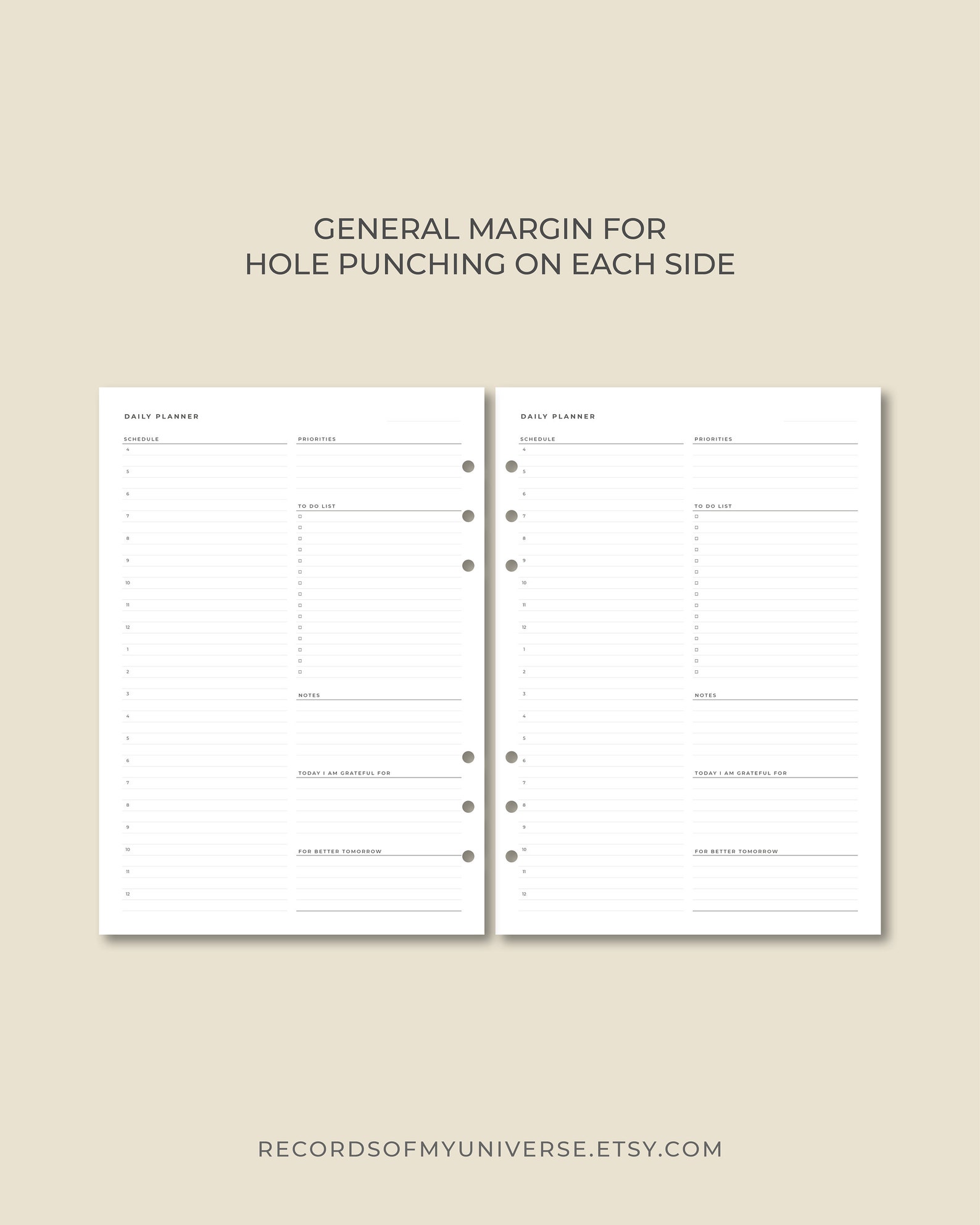 Editable & Printable A4, Letter Simple Daily Hourly Schedule Planner ...