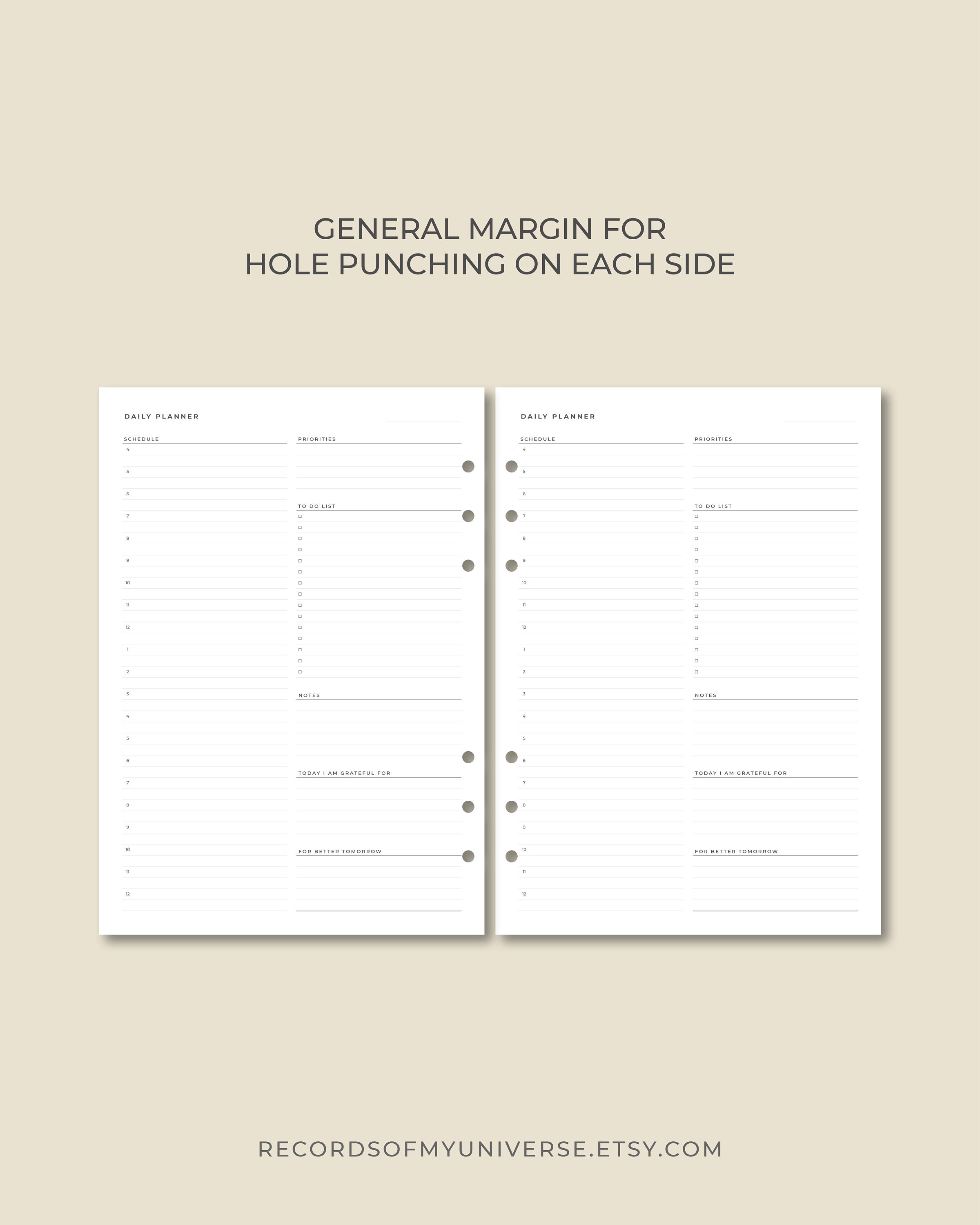 Editable & Printable A4, Letter Simple Daily Hourly Schedule Planner ...