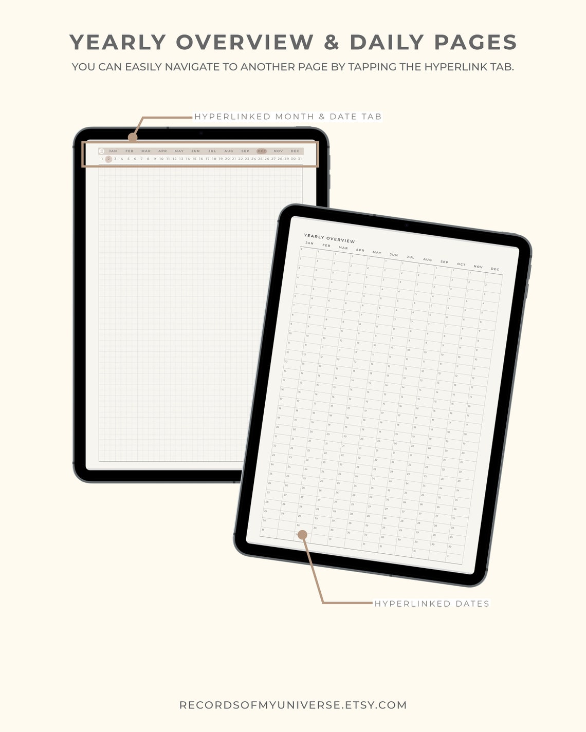 365-day Portrait Digital Daily Journal Book | Hyperlinked PDF File ...