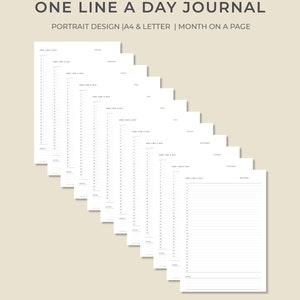 Printable & Editable Minimal One Line a Day Journal | A4, Letter Size ...