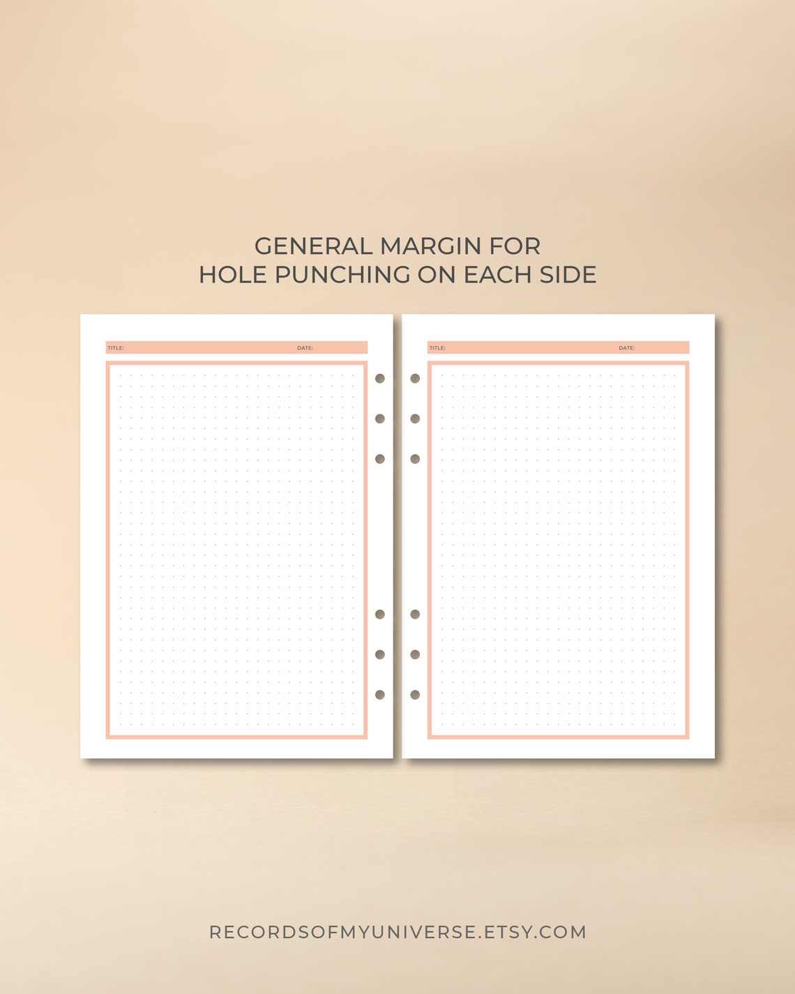 5 Colors of Printable Dot Grid Paper Available in 4 Sizes A4, A5 ...