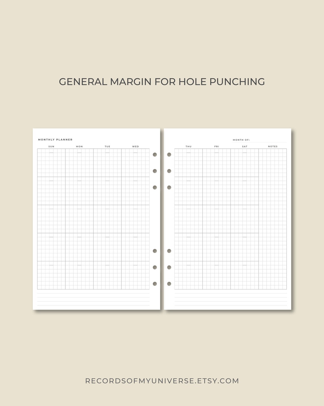A5 Minimal Square Grid Monthly Planner Printable (digital Download) - Etsy