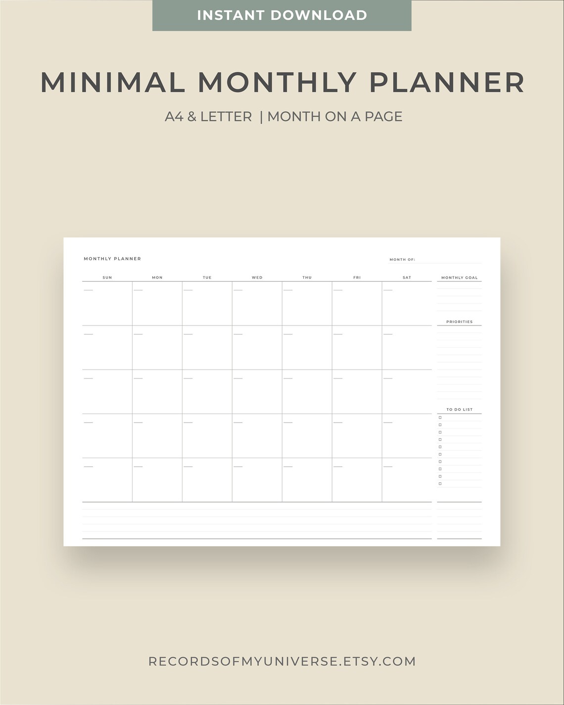 Printable & Editable Productivity Monthly Schedule Planner Template ...