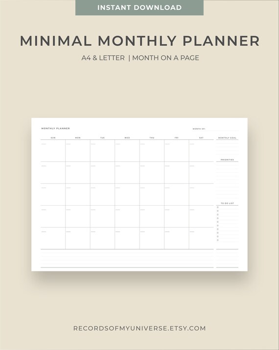 Printable & Editable Productivity Monthly schedule planner | Etsy