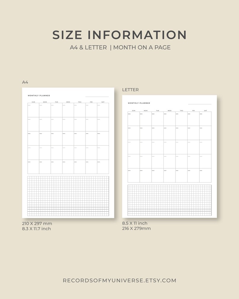 Printable & Editable Simple Monthly Schedule Planner Template A4 ...