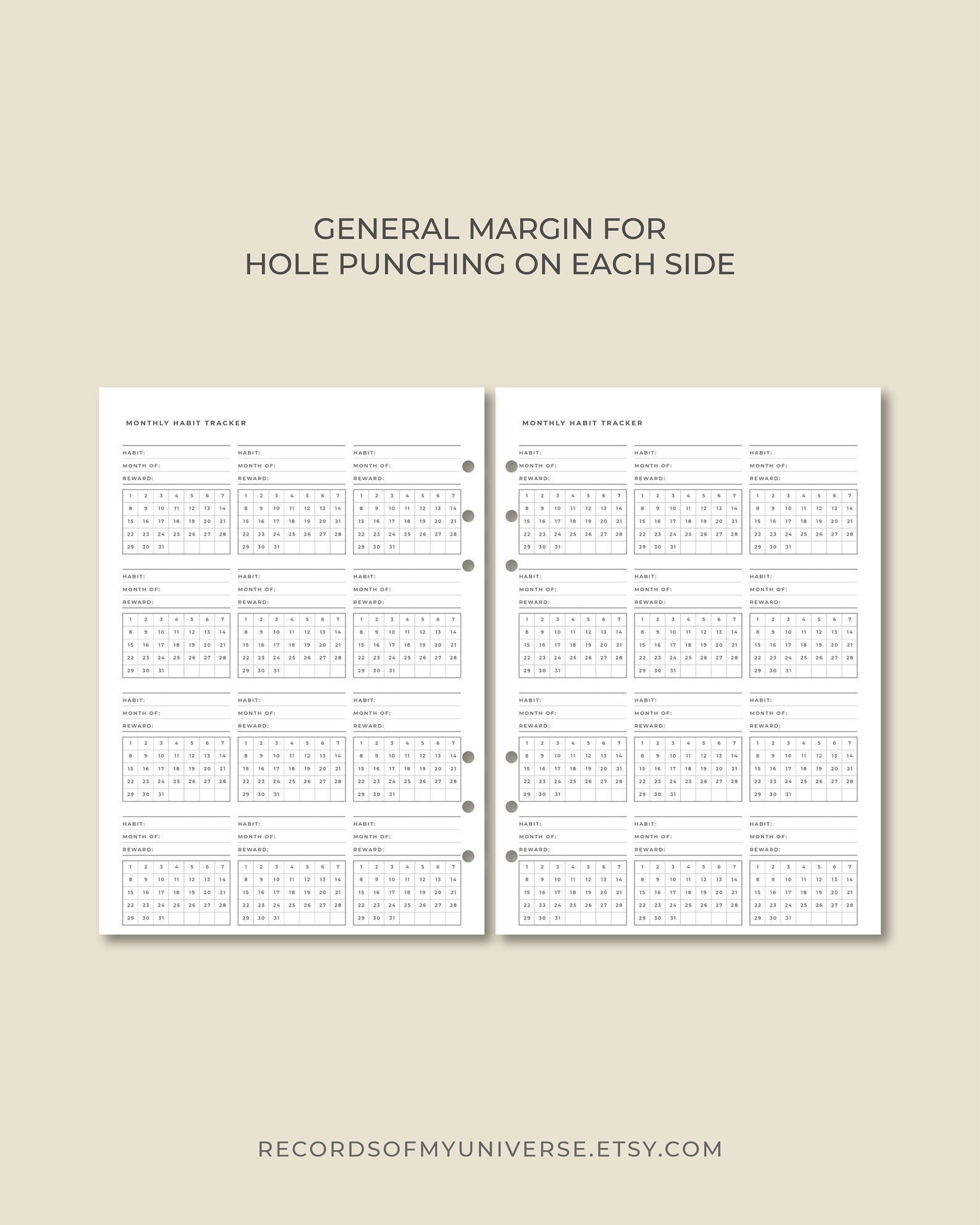 Printable & Editable Monthly Habit Tracker | 2types | A4, Letter Size ...