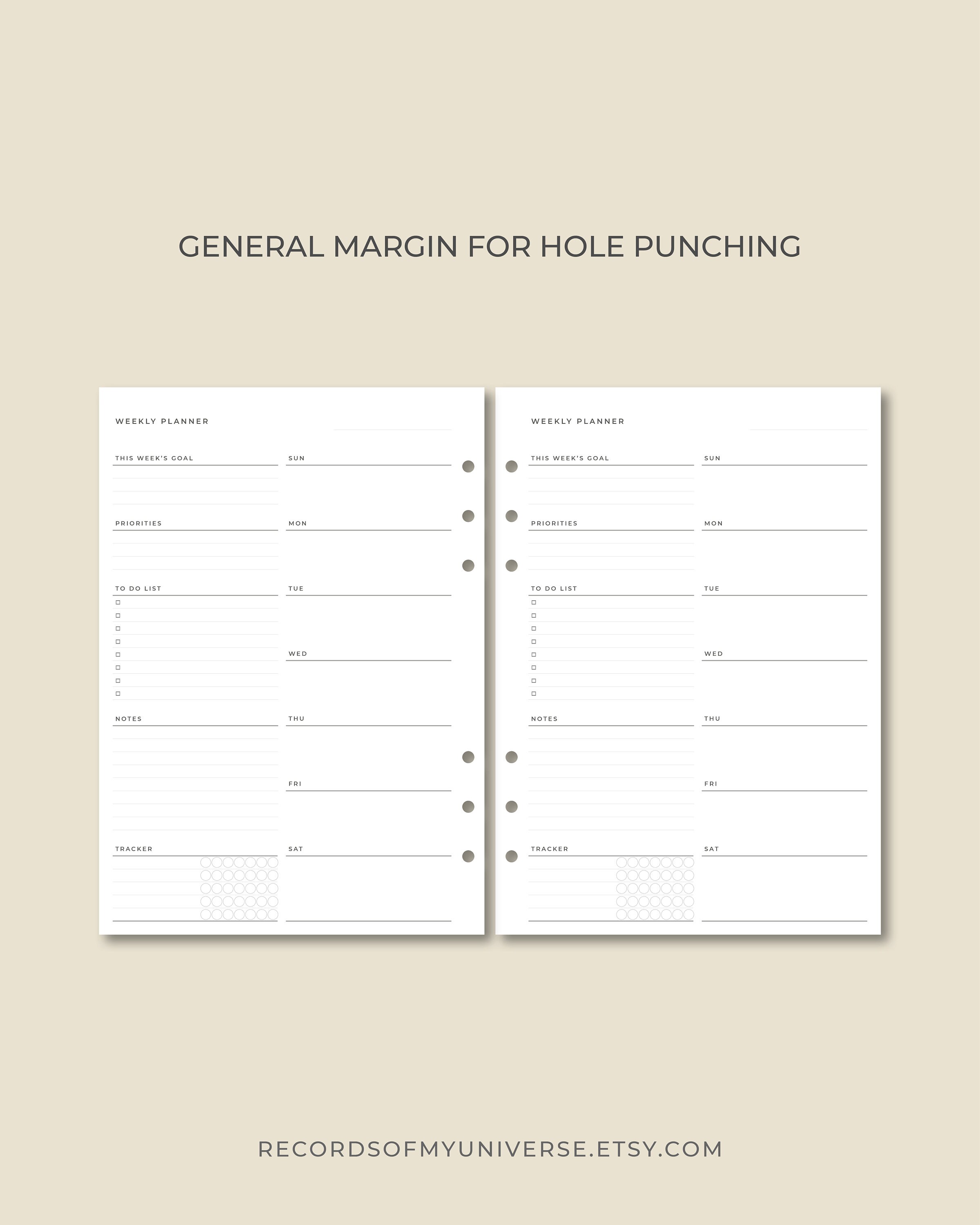 A5 Minimal Weekly Overview Planner Template Printable Week on A Page ...