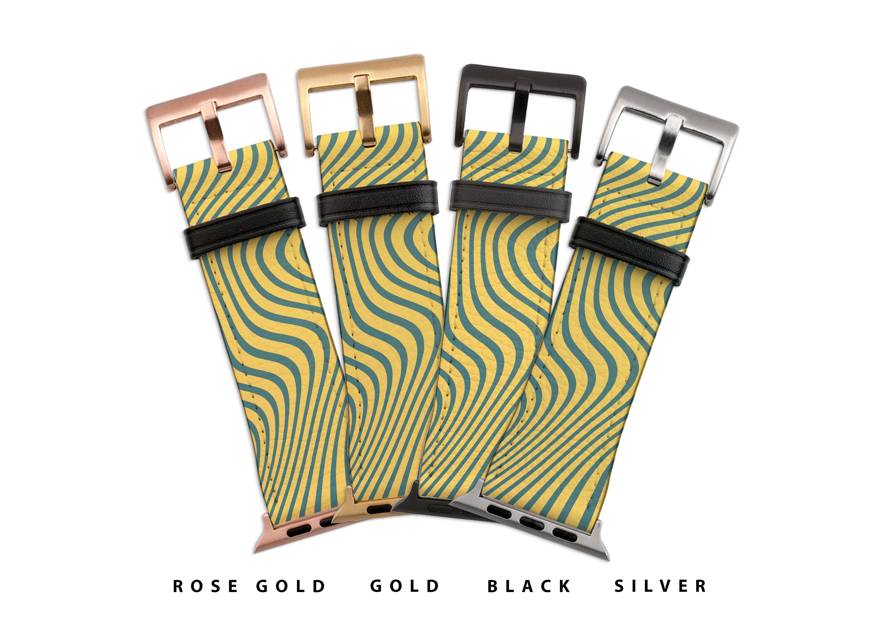 Yellow Melting Line Waves Apple Watch Band for Series 7, 6, SE, 5, 4, 3 ...