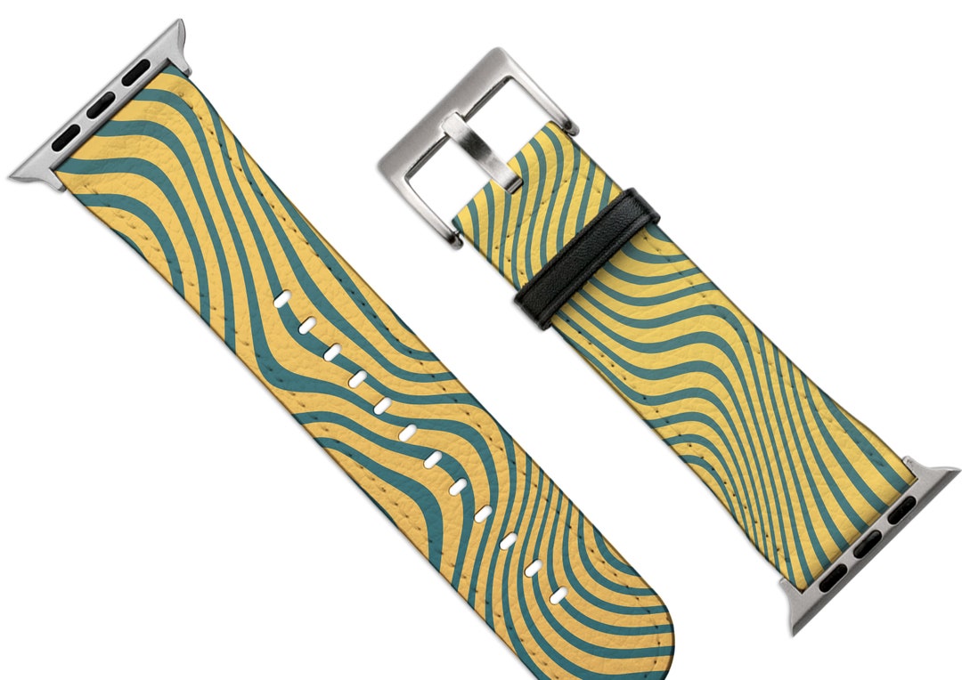 Yellow Melting Line Waves Apple Watch Band for Series 7, 6, SE, 5, 4, 3 ...