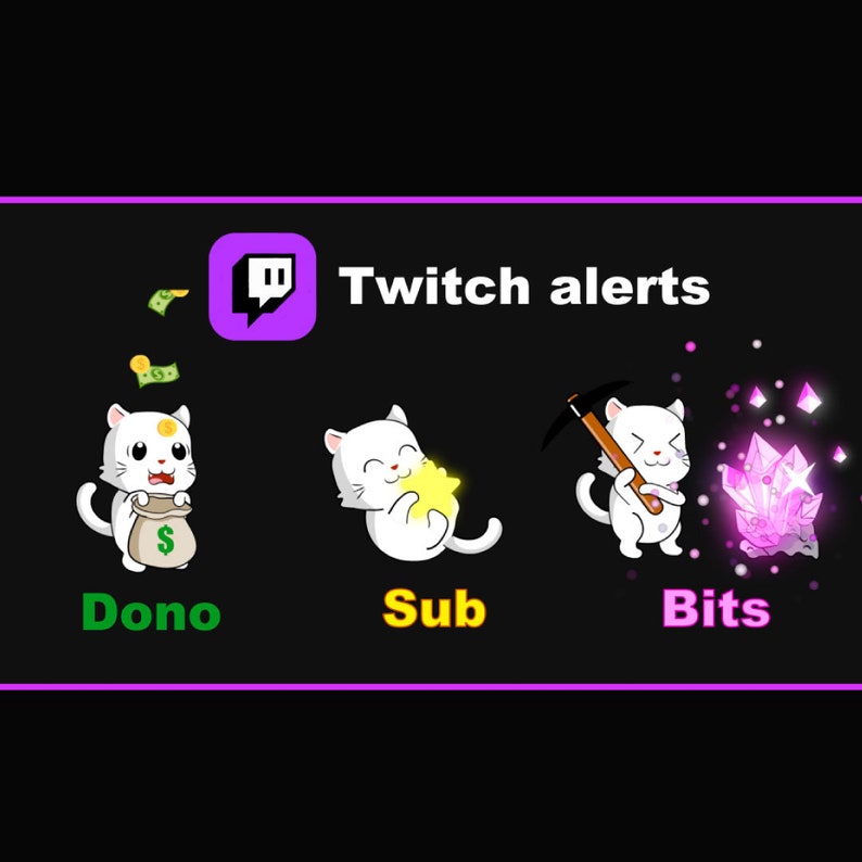 Sub Alert for Streaming Cute Cat - Etsy