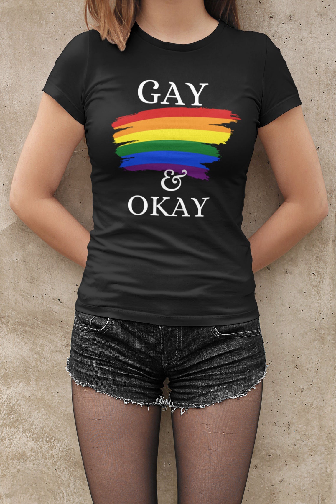 Gay And Okay T Shirt Lgbtq Rainbow Shirt Gay Pride Month Etsy