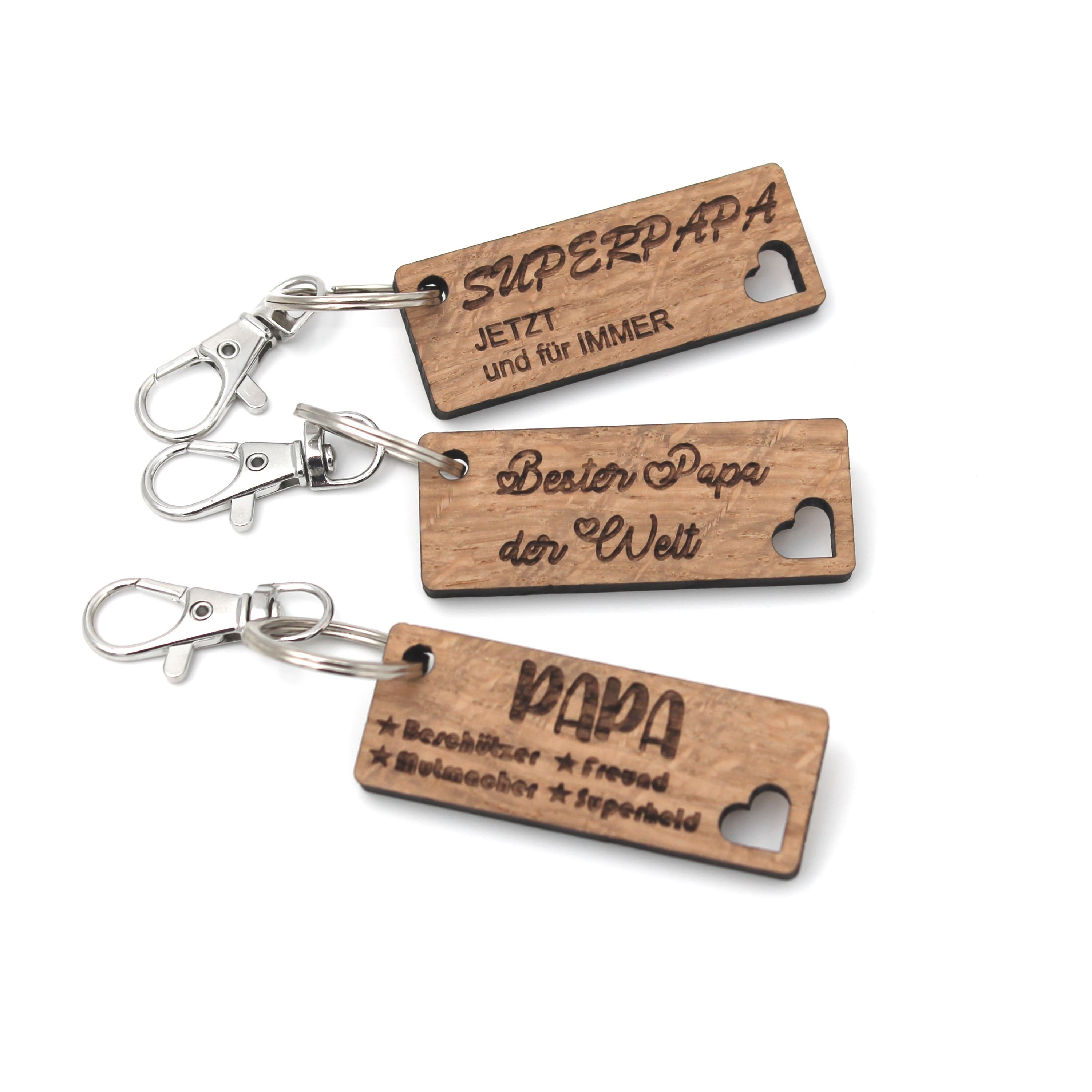 The-finished keychain for Father's Day made of solid wood | Etsy