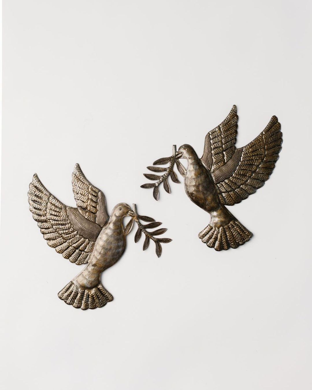 Recycled Metal Dove Pair Wall Art, Made in Haiti, Haitian Metal Art ...