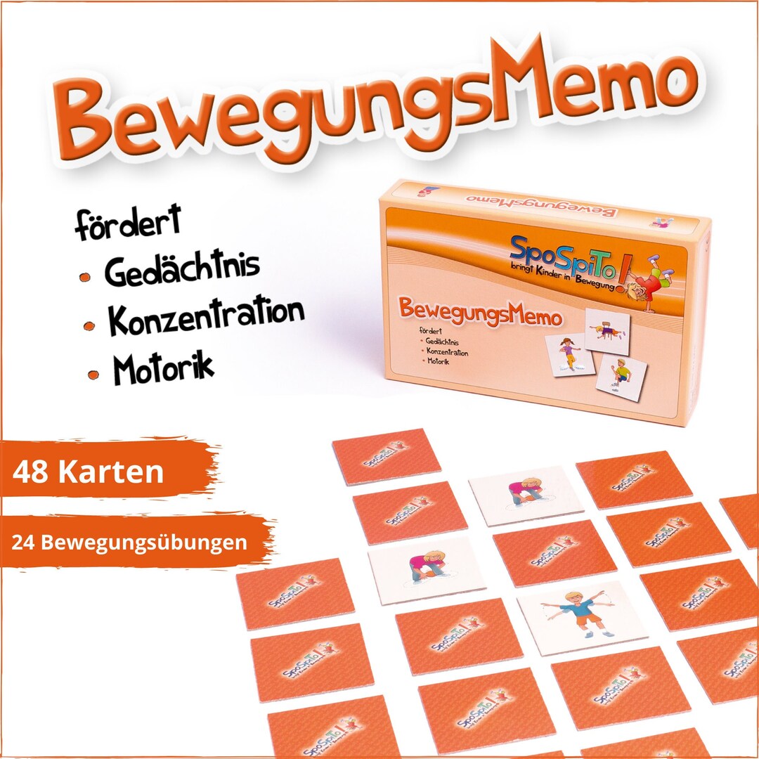 Memo Game Including 24 Movement Tasks for Children Aged 4 and Over ...