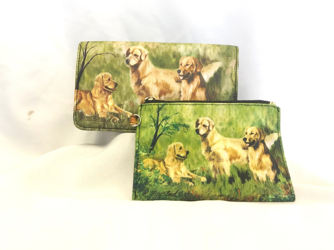 Golden Retriever Wallet and Zippered Pouch Combo by Ruth Maystead - Etsy