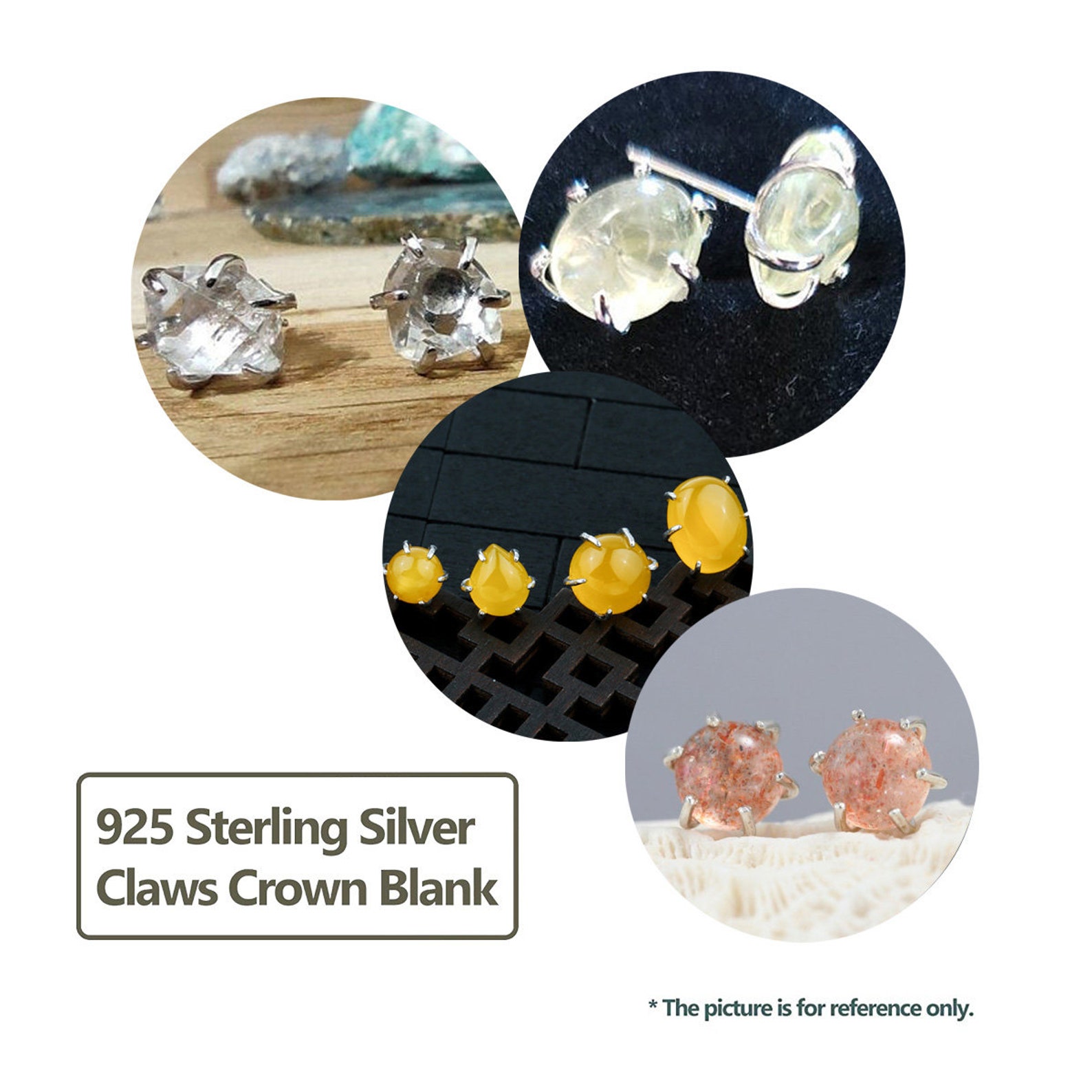 925 Sterling Silver 6 Claws Earring Blank Stud Post Earwires | Etsy