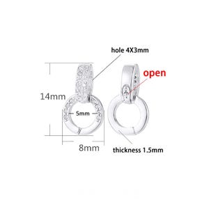 S925 Sterling Silver Micro Pave Cubic Zirconia Fold Over Clasp Bail Clasps Bracelet Extension ...