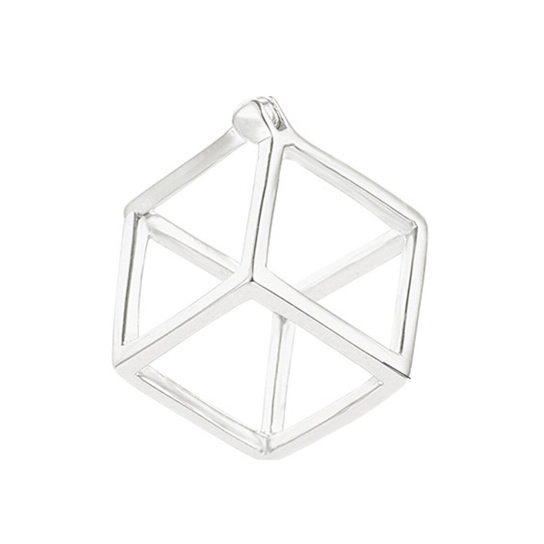 Solid 925 Silver Cube Cage Charm for Pearls and Gemstone Pendant ...