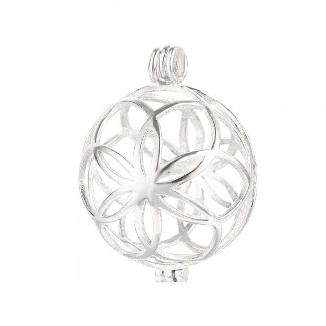 925 Sterling Silver Flower Pearl Cage Openable Hollow Cage Lockets ...