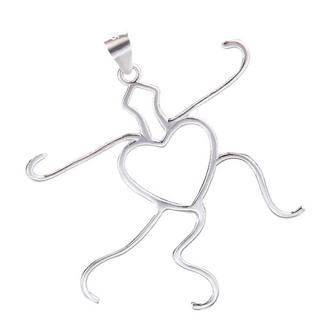 Solid 925 Silver 5 Claws Pendant Blank Heart Shape Cabochon Setting DIY ...