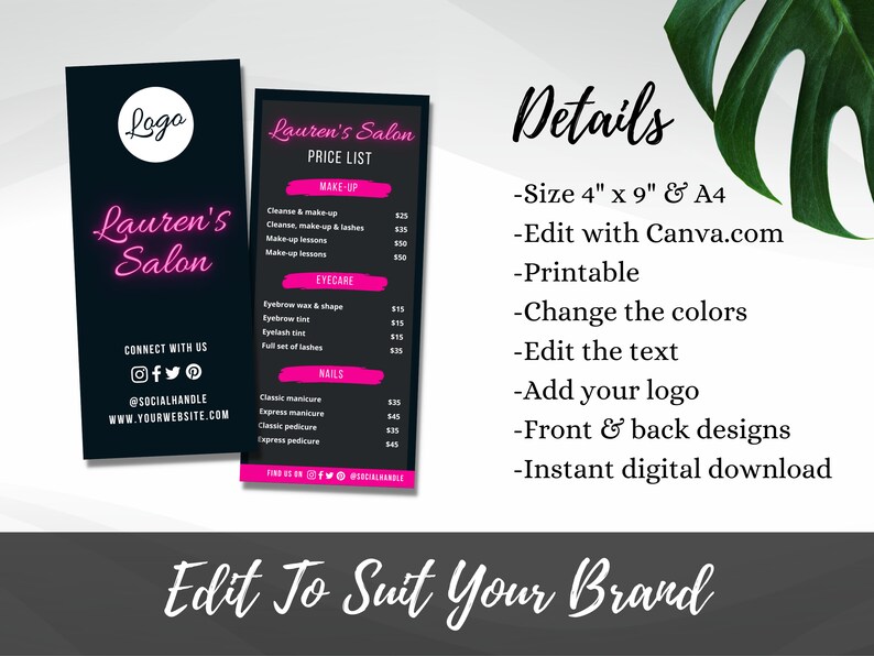Editable Neon Price List Template Printable Price Guide - Etsy UK
