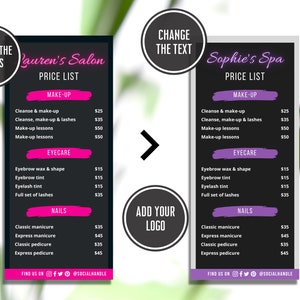 Editable Neon Price List Template Printable Price Guide - Etsy UK