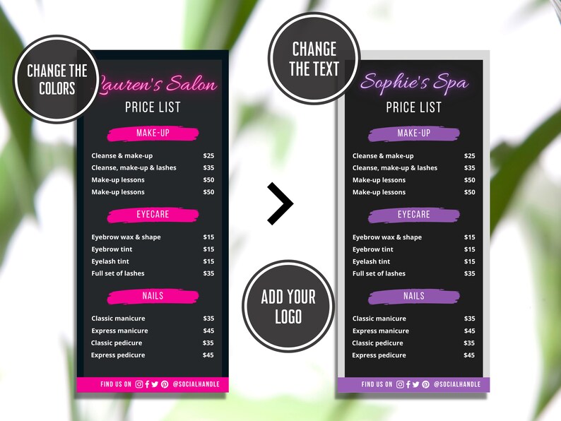 Editable Neon Price List Template Printable Price Guide - Etsy UK