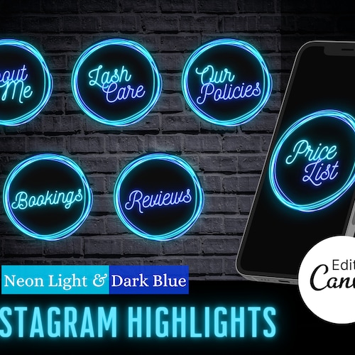 Blue Neon Instagram Highlights Business IG Story Highlight - Etsy