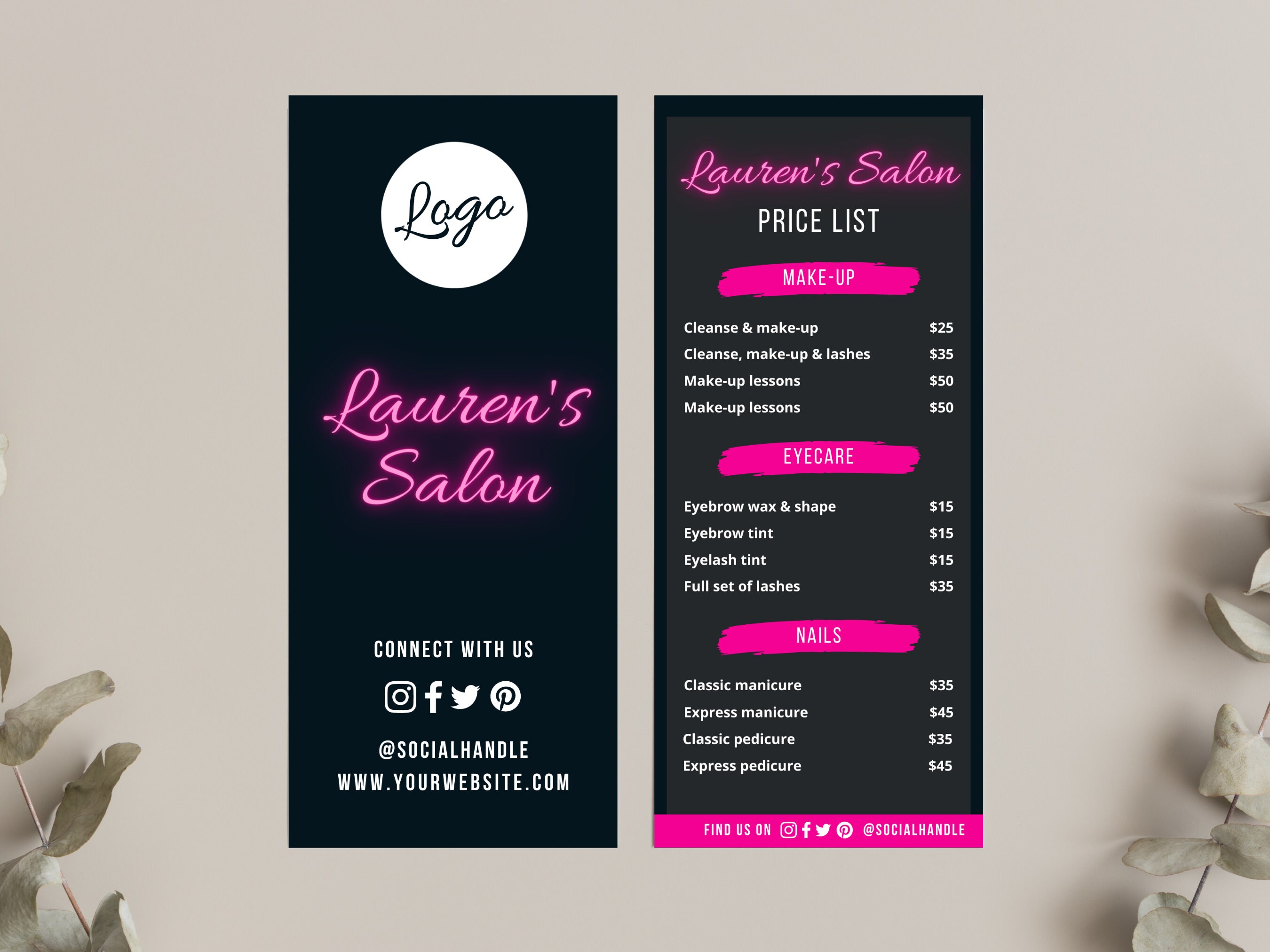 Editable Neon Price List Template Printable Price Guide | Etsy UK