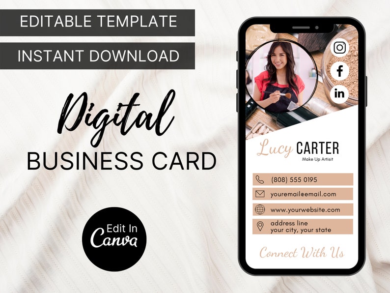 Digital Business Card Template Virtual Business Card for - Etsy