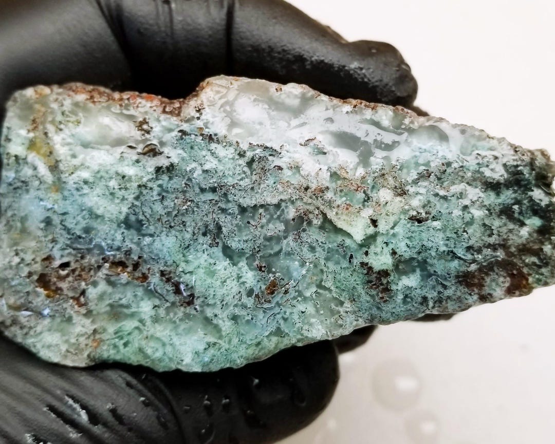 Green Montana Moss Agate, Rough Agate, Green Agate Moss, Cut Moss Green ...