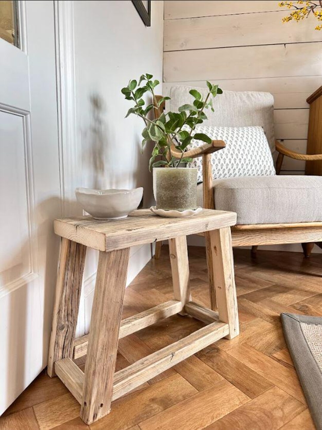 Wooden Milking Stool Rustic Small Bench Made in UK Bathroom Stool ...