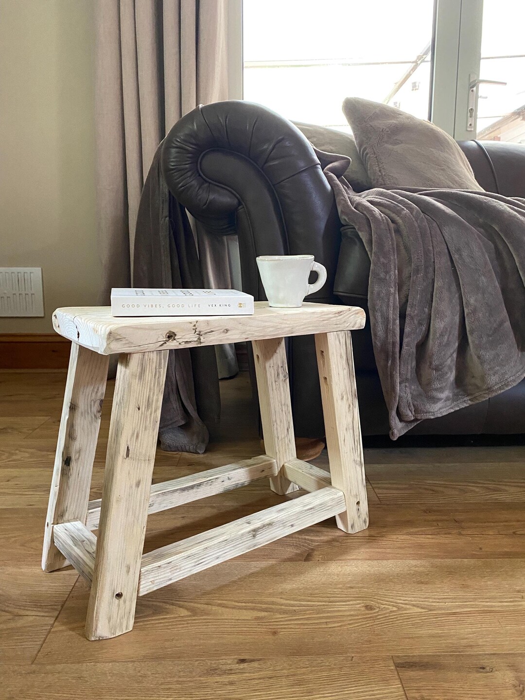 Wooden Milking Stool Rustic Small Bench Made in UK Bathroom Stool ...