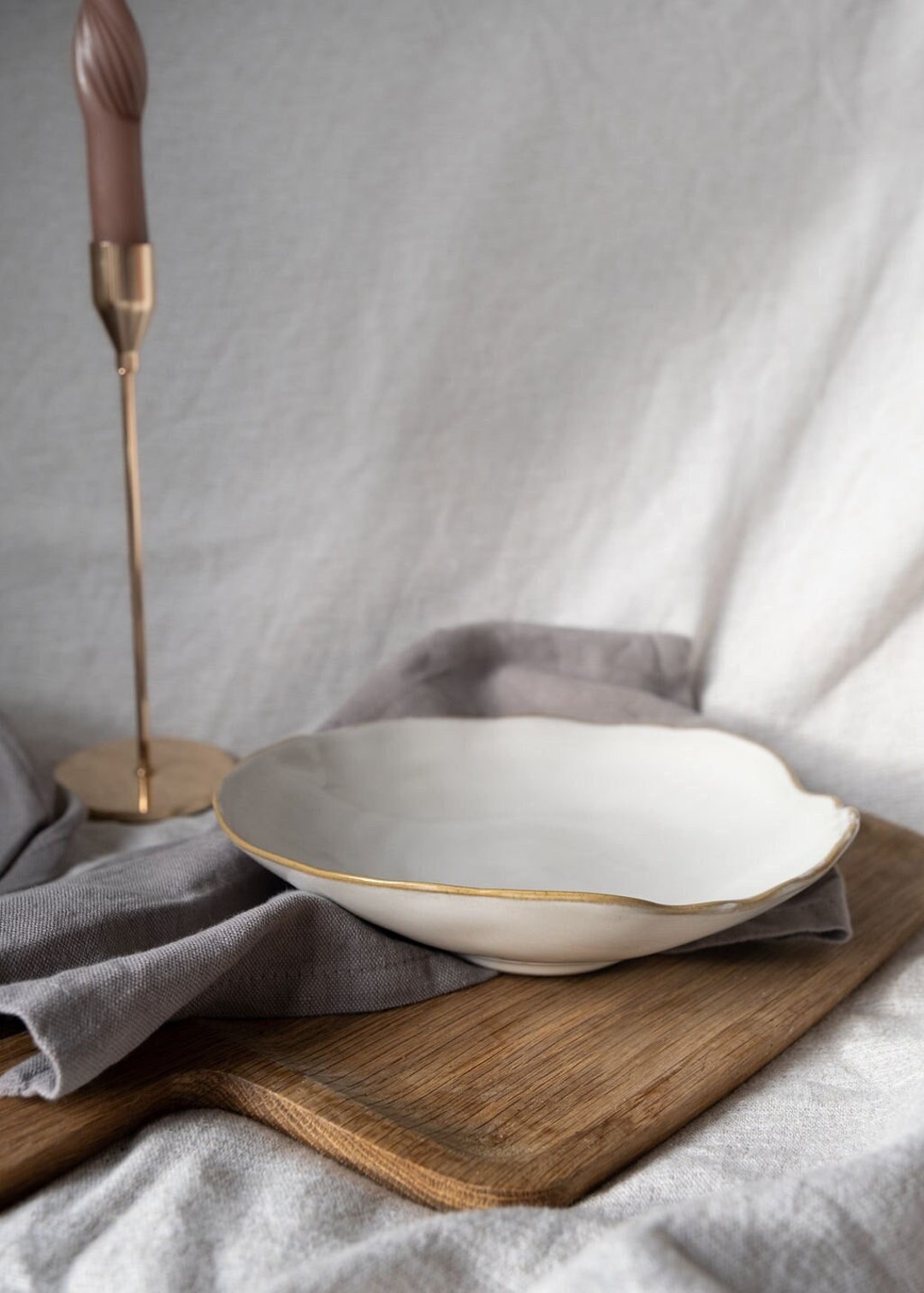 Ceramic Bowl Set of 2 White Pasta Bowl Soup Dishes Neutral Dessert ...