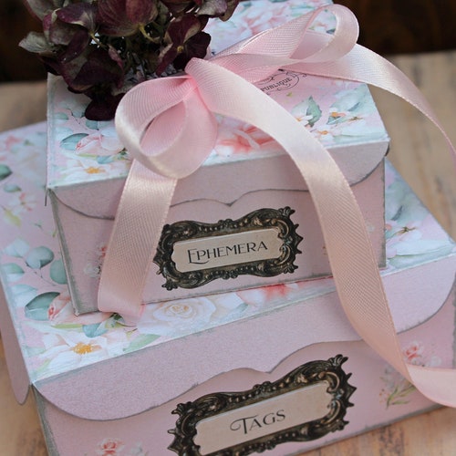 Vintage Rose Box Set of 2 Sizes Printable Shabby Roses - Etsy
