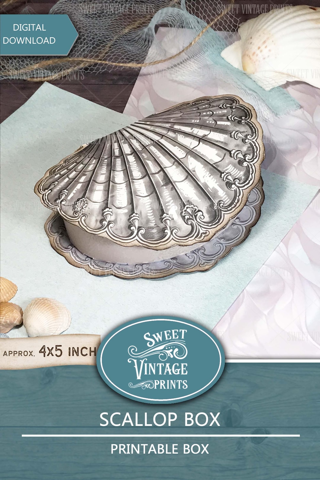 Printable Scallop Box | DIY Gift Box | Shell Ephemera Box | Printable ...