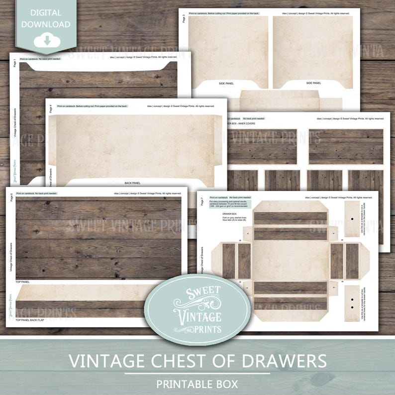 Printable Chest of Drawers | Vintage Drawer Box DIY | Papercraft ...