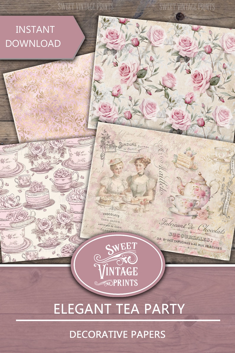 Junk Journal Tea Party Vintage Tea Party Digital Paper Pack - Etsy