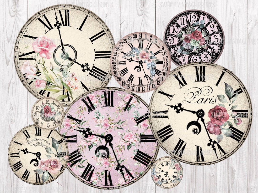 Vintage Roses, Clock Tags, Circle Tags, Vintage, Tag Flip, Junk Journal ...