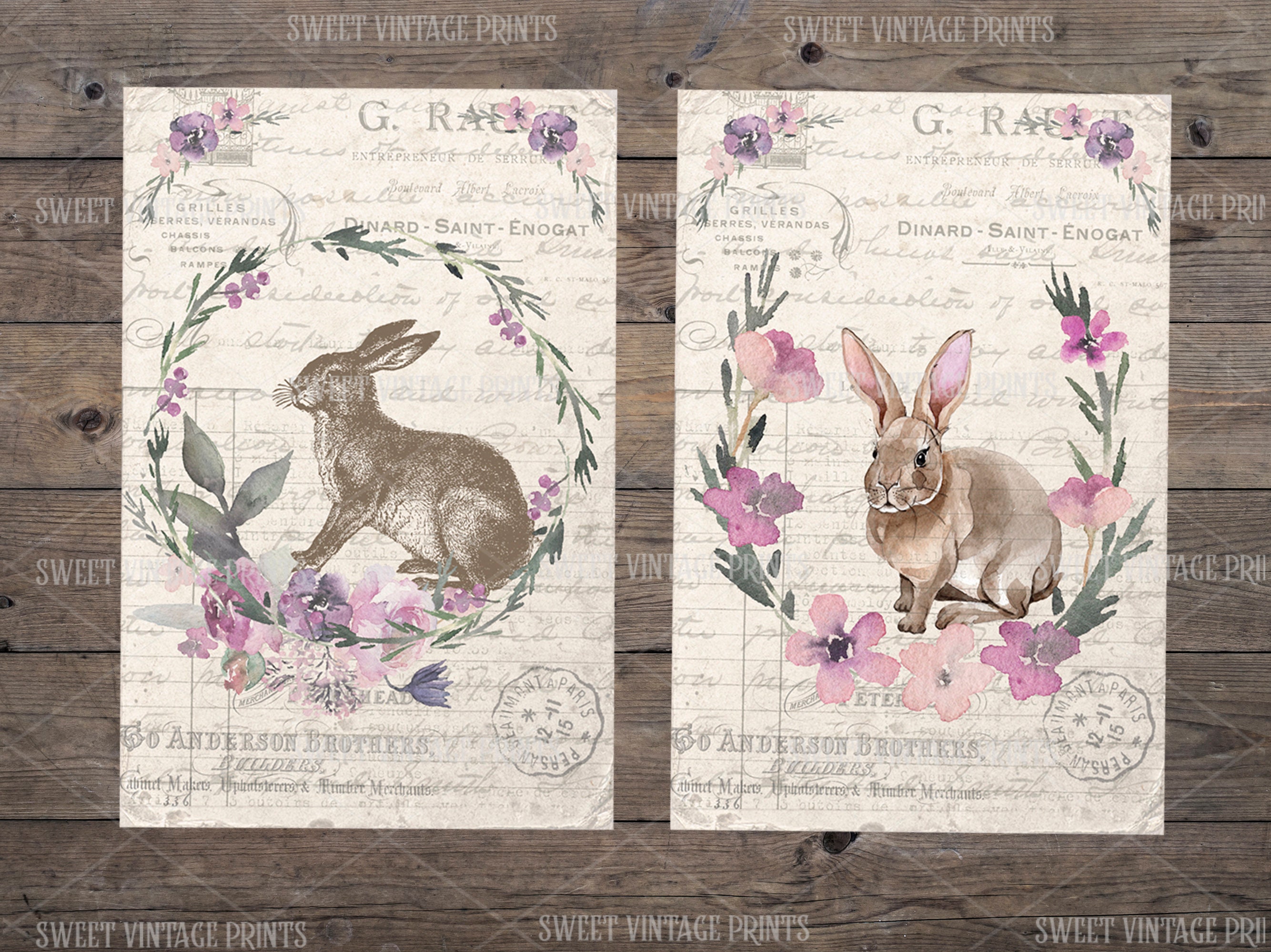Rabbit, Postcards, Vintage, Junk Journal, Ephemera, Hare, Bunnies ...