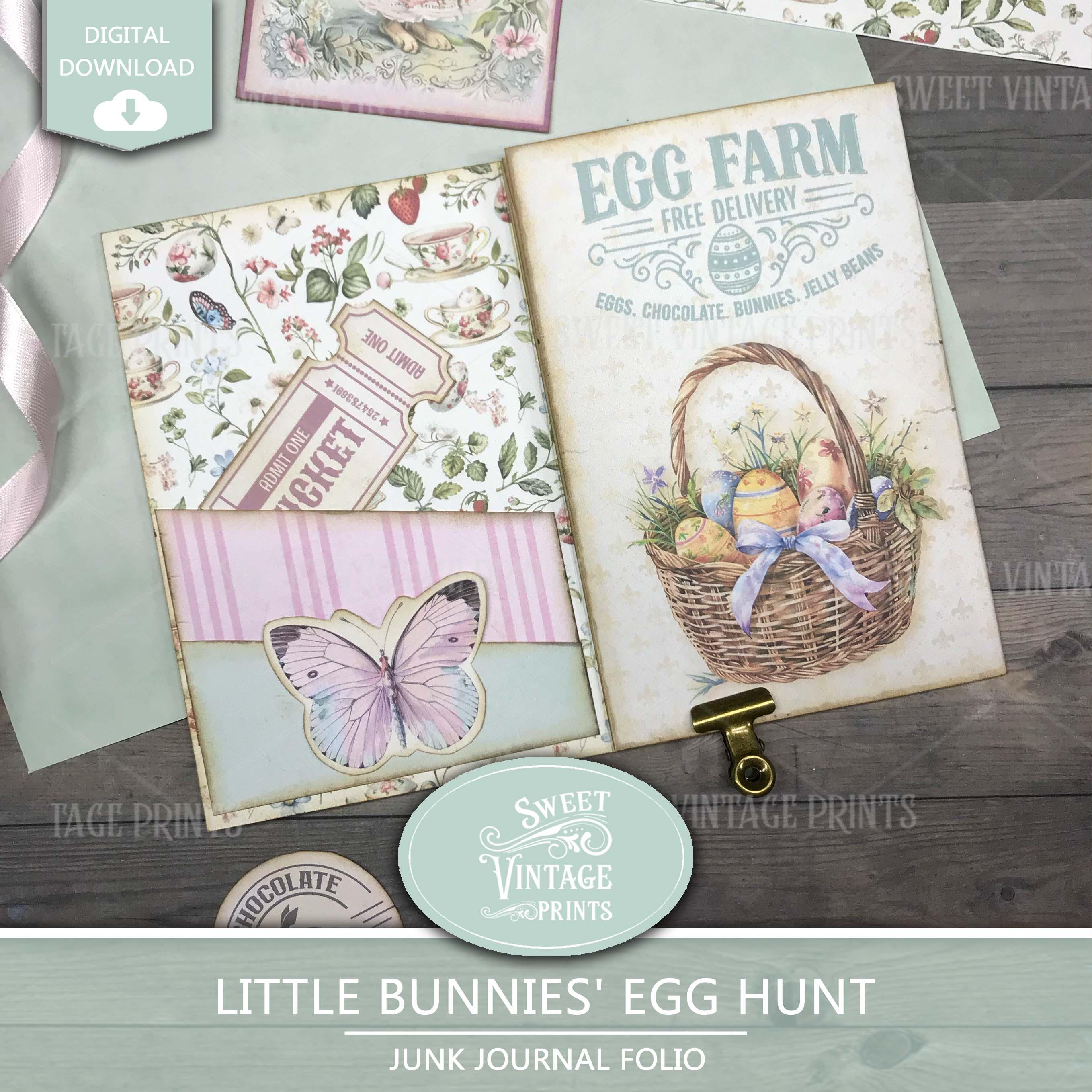 Printable Easter Junk Journal Folio | Little Bunnies' Egg Hunt Folio ...