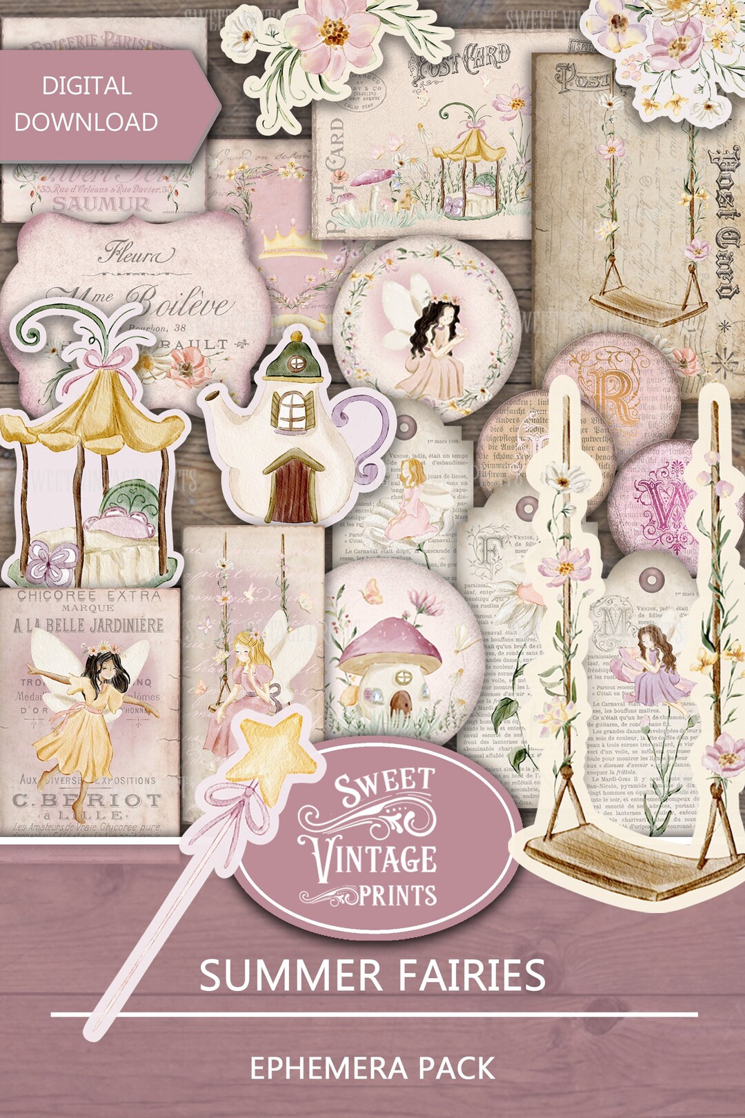 Fairy Junk Journal Ephemera Pack, Summer Fairy Ephemera Kit, Fairy ...