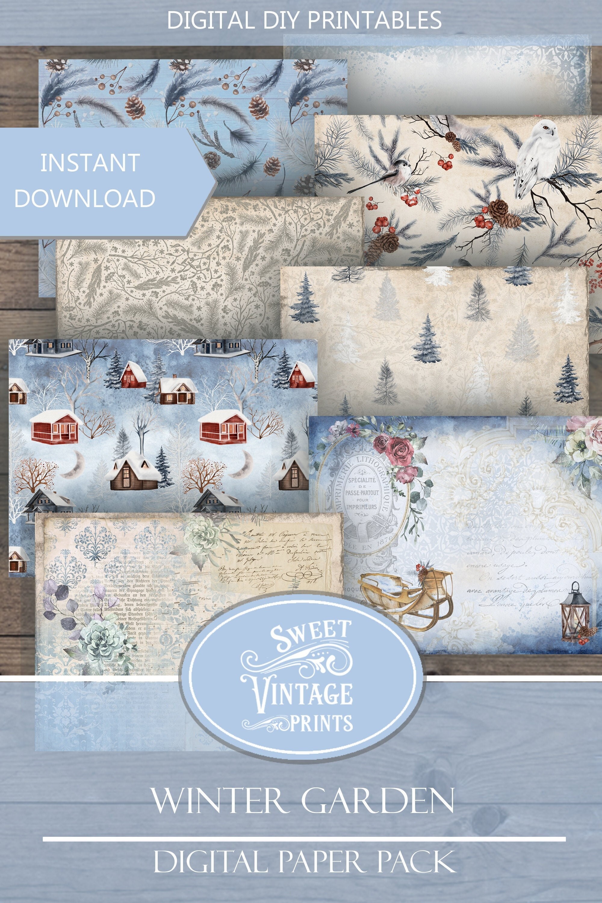 Winter Garden Digital Paper Pack Winter Garden Journal - Etsy