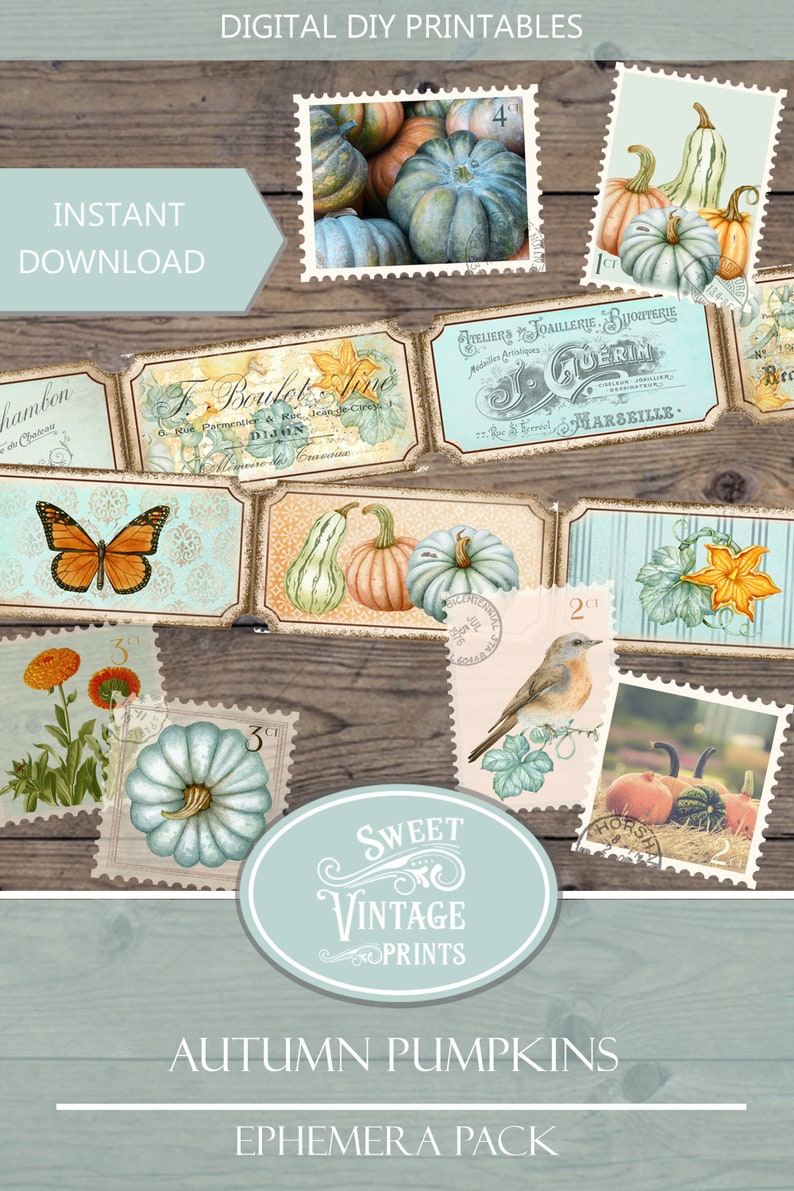 Autumn Pumpkins Ephemera Pack Autumn Junk Journal Pumpkin - Etsy